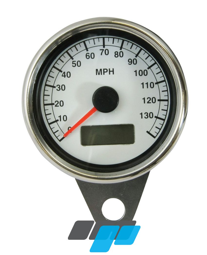 MPH Speedometer / Blue LED Illumination / White Face